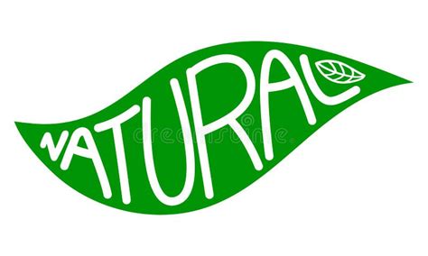Natural Label Text On Green Leaf Shape Stock Vector Illustration Of Sticker Text 267795195