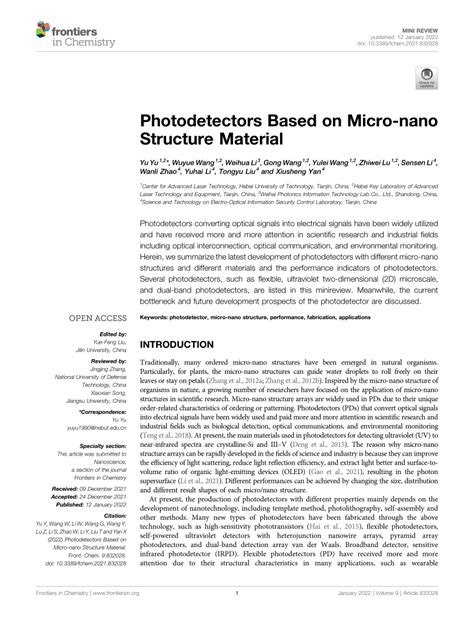 pdf photodetectors based on micro nano structure material