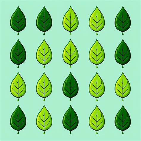 Vibrant Green Leaf Pattern Illustration On Mint Background Seamless