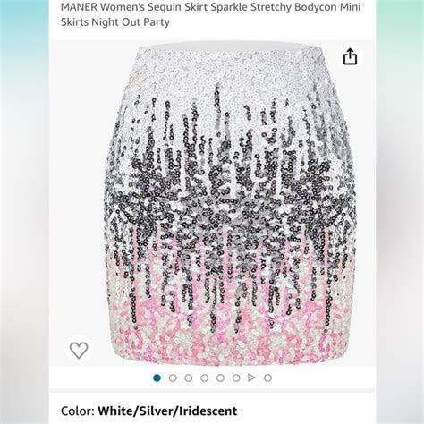 Maner Skirts Maner Womens Sequin Skirt Sparkle Stretchy Mini Skirt