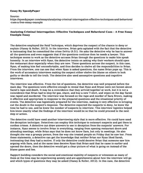 📗 Analyzing Criminal Interrogation Effective Techniques And Behavioral