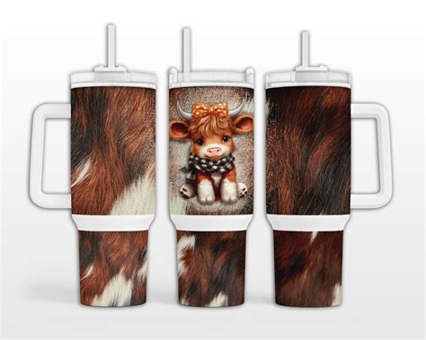 Highland Cow Custom Stanley Quencher 40oz Stainless Steel Tumbler