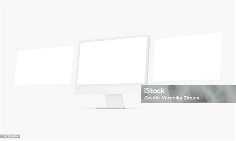 Maket Monitor Pc Tanah Liat Modern Dengan Halaman Web Kosong Tampilan
