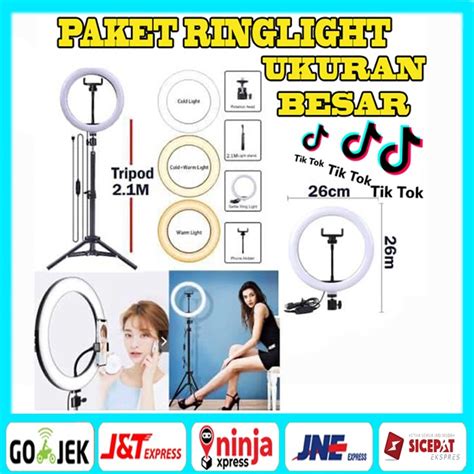 Jual PAKET KOMPLIT RINGLIGHT 26CM TRIPOD 2 1METER RING LIGHT 26 CM