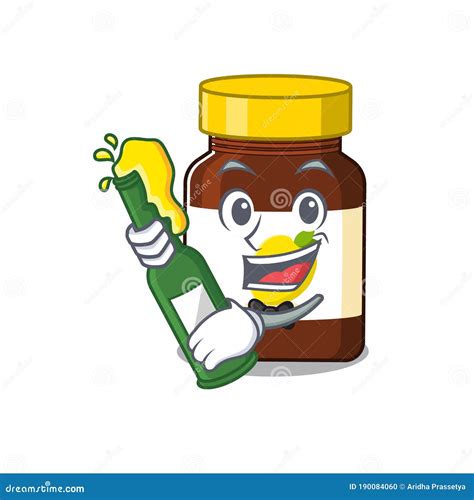 Caricature Design Concept Of Bottle Vitamin C Cheers With Bottle Of