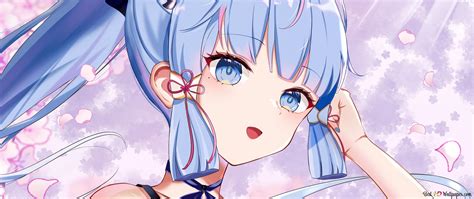 Kamisato Ayaka Pretty Blue Eyes And Hairs Genshin Impact 2k Wallpaper