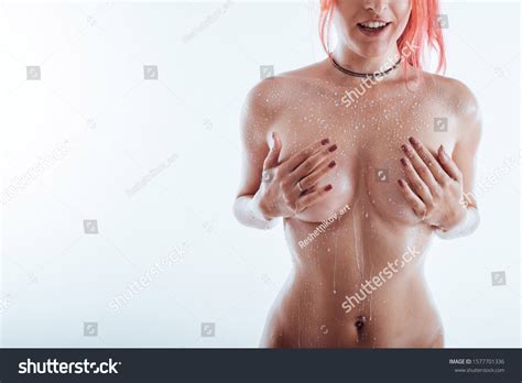 Beautiful Naked Female Body Drops Milk Stock Photo Shutterstock