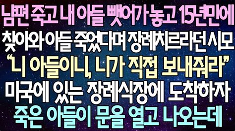 반전 사연 남편 죽고 내 아들 뺏어가 놓고 15년만에 찾아와 아들 죽었다며 장례치르라던 시모 미국에 있는 장례식장에 도착하자