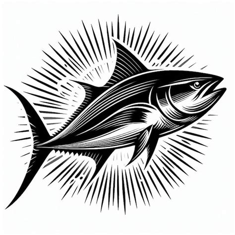 알바코어 실루 라인 아트 터 일러스트레이션 바탕 프리미엄 Ai 생성 벡터