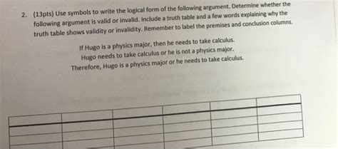 solved 2 13pts use symbols to write the logical form of