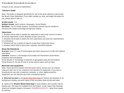 Watersheds Watersheds Everywhere Lesson Plan For 4th 9th Grade