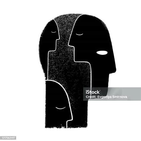 다른 사람의 의견에 의존 머리 내부의 목소리 비유 프로필 실루엣에 인간의 머리 격리 머리에 대한 스톡 벡터 아트 및 기타 이미지