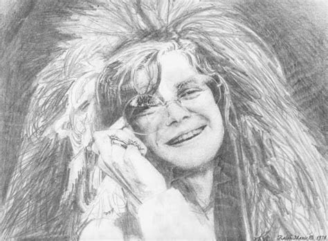 Janis Joplin Pencil Sketch Portrait Of 60s Bluesrock Singer