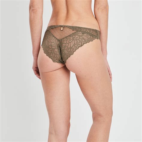 Culotte En Dentelle Et Tulle Vert Kaki Femme La Halle