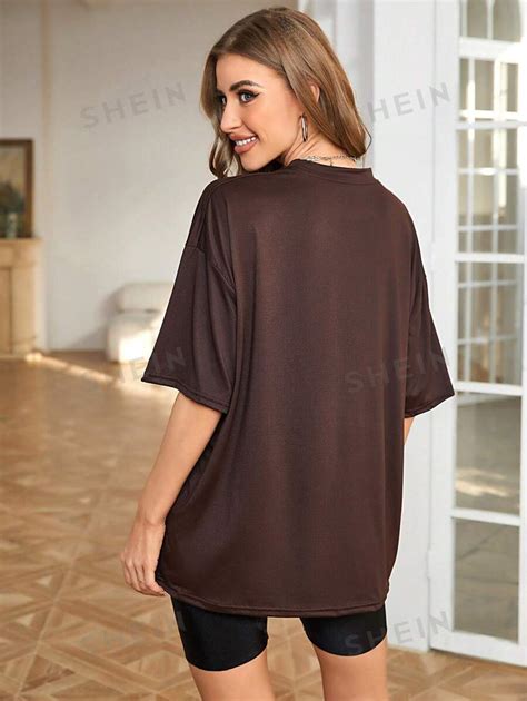 Shein Ezwear Building And Slogan Graphic Drop Shoulder Tee New York