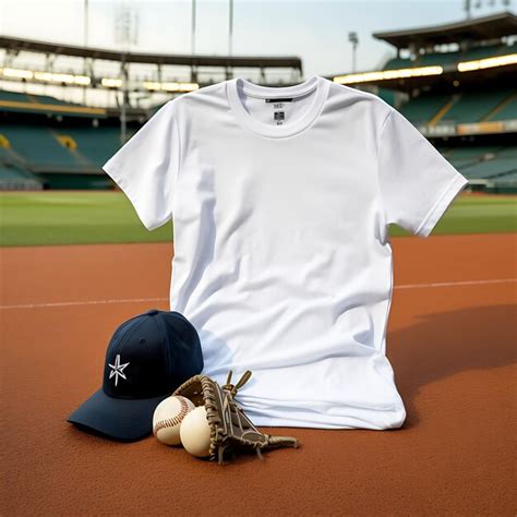 Premium Ai Image Ringer Baseball T Shirt Baseball Stadium Background With Bas Clean Blank