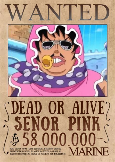 One Piece Bounty Wanted Senor Pink Template Postermywall