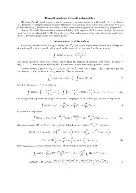Pdf Bernoulli Numbers Bernoulli Polynomialskhudianetudesalgebra
