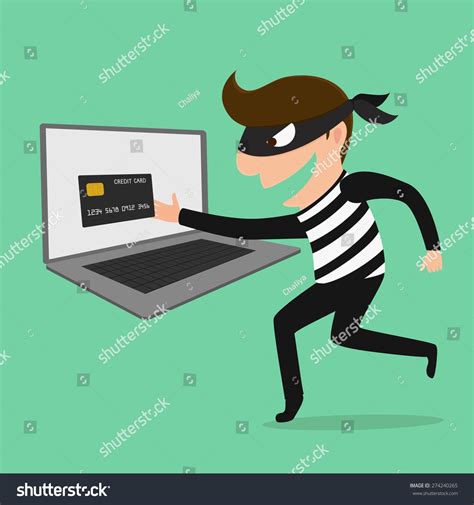 Thief Hacker Steal Your Data Credit Stock Vector Royalty Free