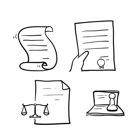 Hand Drawn Doodle Set Of Legal Document Icon Illustration Symbol