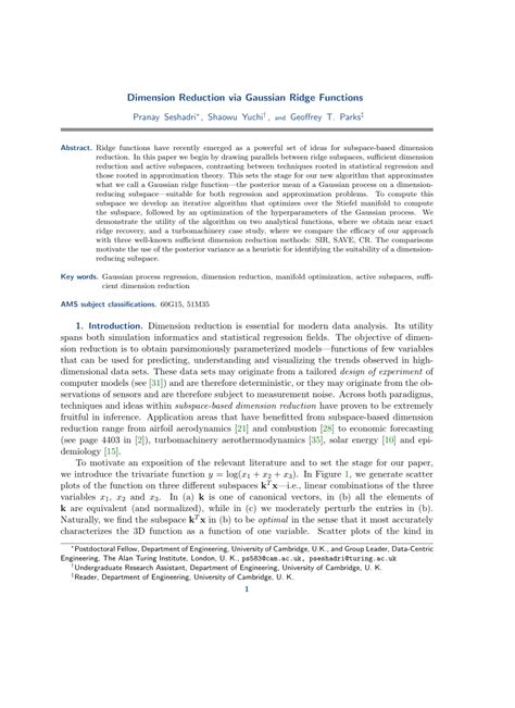 Pdf Dimension Reduction Via Gaussian Ridge Functions