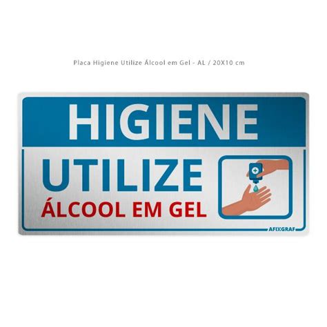 Placa Higiene Utilize Álcool Em Gel 20x10cm
