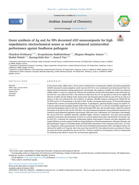 Pdf Green Synthesis Of Ag And Au Nps Decorated Rgo Nanocomposite For High Impedimetric
