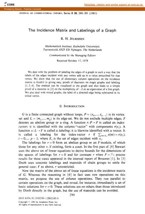 The Incidence Matrix And Labelings Of A Graph Docslib