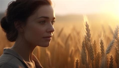 Premium Ai Image Young Woman In A Wheat Field Enjoying The Beauty Of Nature Generated By