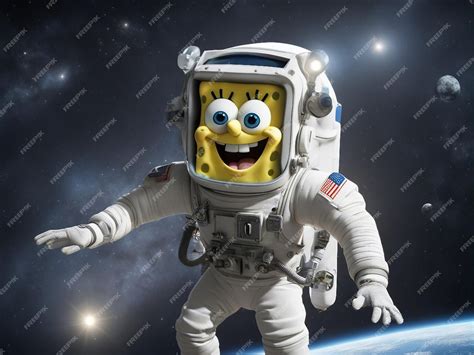 Premium Ai Image Spongebob In Space Wearing An Astronaut Outfit