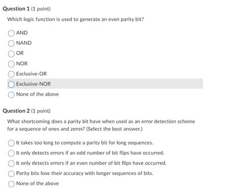 Solved Which Logic Function Is Used To Generate An Even