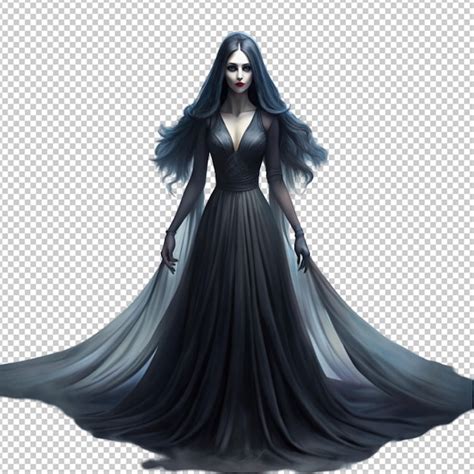 Premium Psd Beautiful Lady Ghost On Black Dress