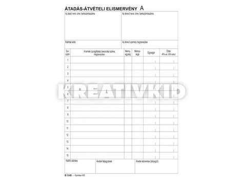 Nyomtatványok Nyomtatvány átadás átvételi elismervény 25x3 A5