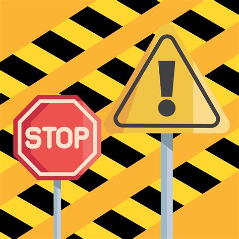 Construction Stop And Caution Signals Vector Art At Vecteezy