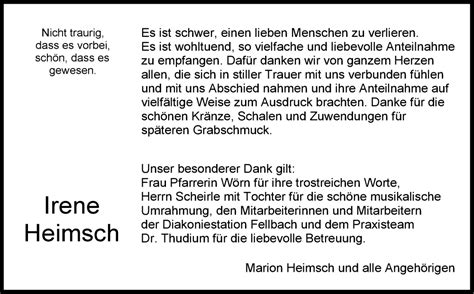 Traueranzeigen Von Irene Heimsch Stuttgart Gedenkt De