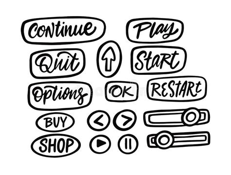 Game Navigation Interface Hand Drawn Black Color Style Stock Vector Illustration Of Vector