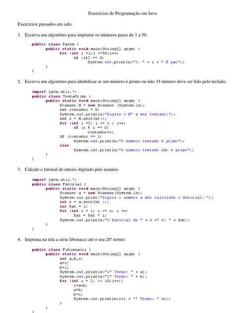 Exercícios De Programação Em Java Pdf Triângulo Ensino De Matemática