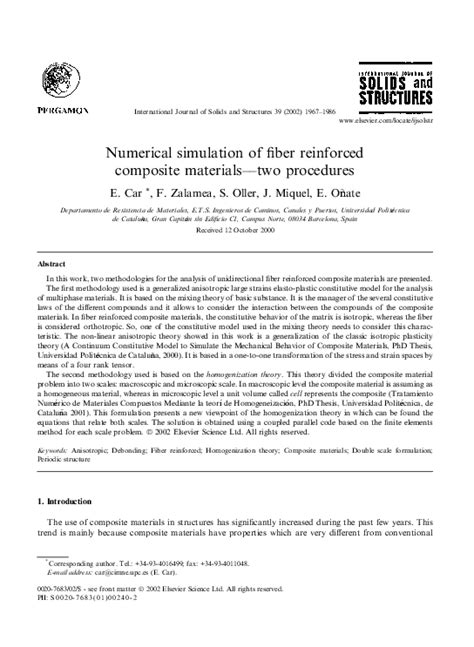 Numerical Simulation Of Fiber Reinforced Composite Materials Two Procedures