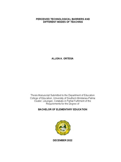 Thesis Manuscript 1 5 Pdf Educational Technology Teachers