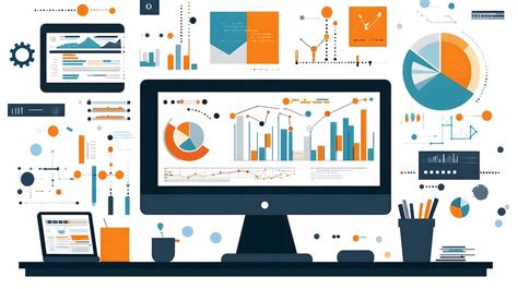 desktop workstation with multiple charts and graphs for data analysis