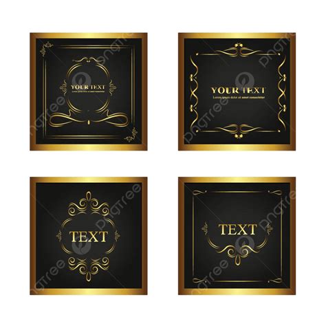 set of classic card gold color vintage design typescript vector
