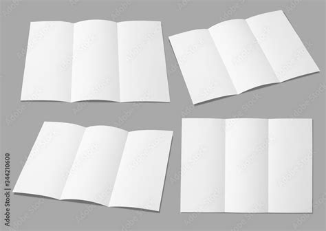 Leaflet Folded White Paper Really Fold In Three Parts Open Leaflet In Square Format Empty Paper