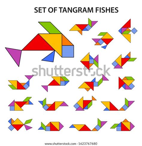 Set Of Vector Tangram Puzzles Geometric Puzzle For The Development Of