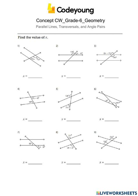 Free Angle Relationships And Parallel Lines Worksheet Download Free