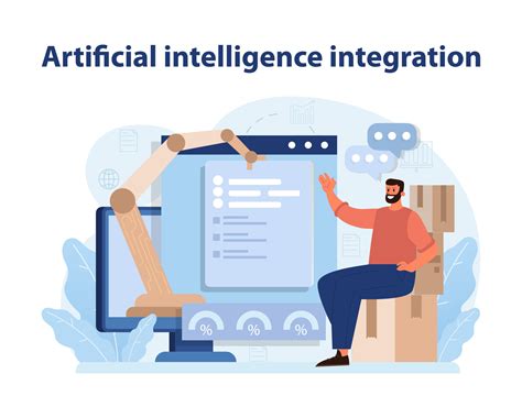 Artificial Intelligence Integration Man Interacting With Ai And Data