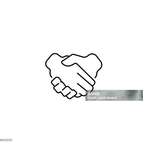 Ikon Linear Gerakan Jabat Tangan Ilustrasi Garis Tipis Emoji Berjabat