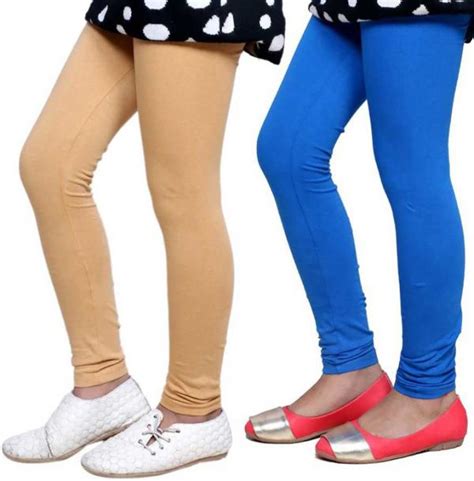 Tik Tok Wears Girls Beige Black Solid Cotton Blend Pack Of 2 Leggings
