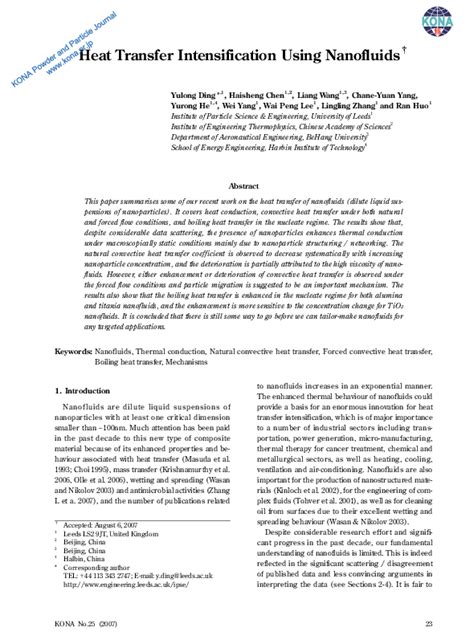 Pdf Heat Transfer Intensification Using Nanofluids