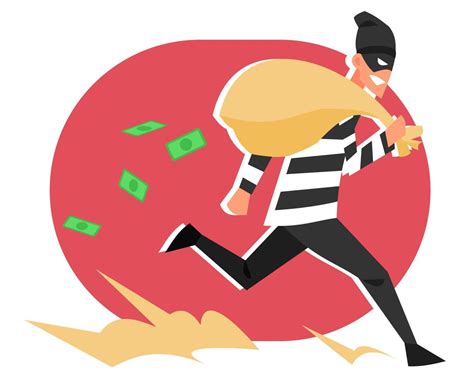 Ilustración De Un Ladrón Robando Mucho Dinero Y Huyendo Caída De