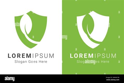 Bio Shield Logo Design Shield With Leaf Logotype Stock Vector Image